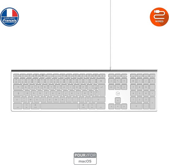USB AZERTY Toetsenbord met 2 Poorten - Geschikt voor Mac en PC - USB-A ...