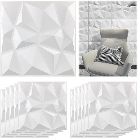 3D Wandpanelen Set van 12 Stuks - 30x30 cm Decoratieve Muurpanelen voor ...