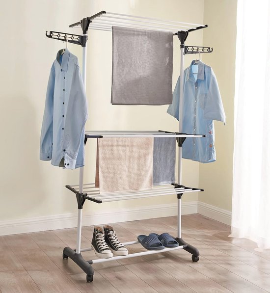 Opvouwbaar Droogrek met 4 Niveaus - Multifunctioneel Kledingdroger voor ...