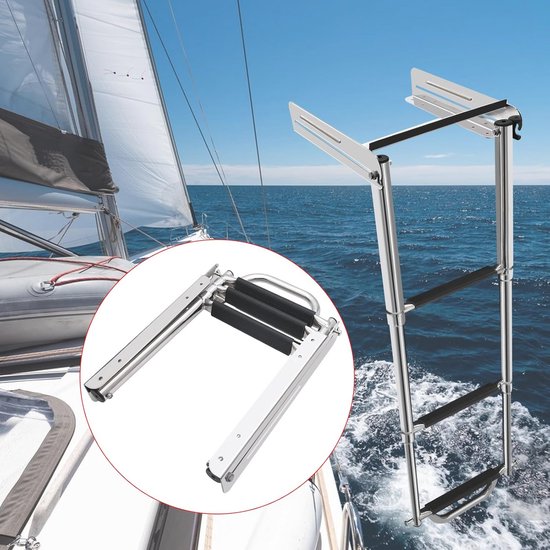 Inklapbare Zeetrap van Roestvrij Staal met 3 Treden voor Boot en ...