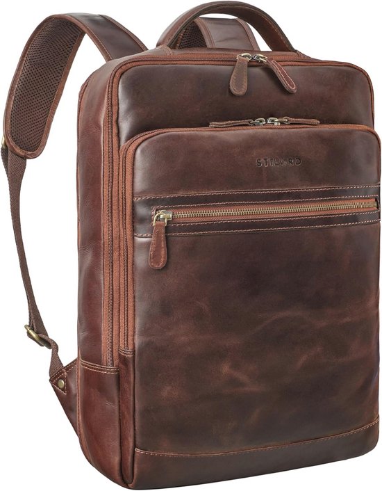 STILORD 'Banks' 15.6 Inch Laptop Backpack of Leather Large Backpack for ...