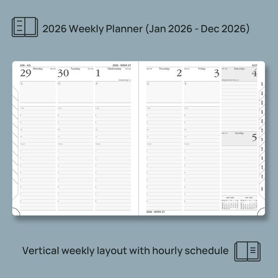 Agenda 2026 Weekoverzicht Groot PU Leer Softcover - Verticaal ...
