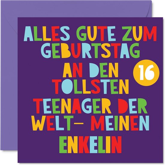 Verjaardagskaart 16 Jaar Kleindochter - Coolste Tiener - Wenskaart ...
