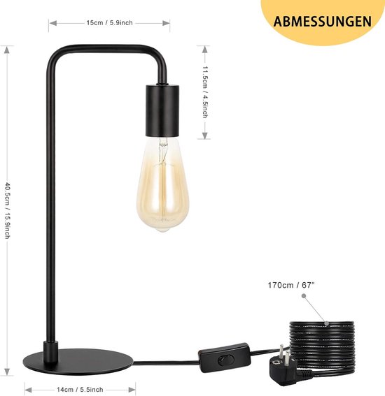 Set van 2 Vintage Industriële Tafellampen - Zwarte Bureaulampen voor ...