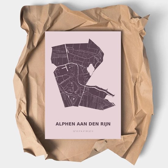 Poster Alphen aan den Rijn A3 - 30 x 42 cm - Paars Inclusief lijst ...