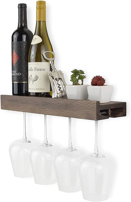 Wandgemount Monteer voor Houten Flessen en Glazen - Rustic Design | bol