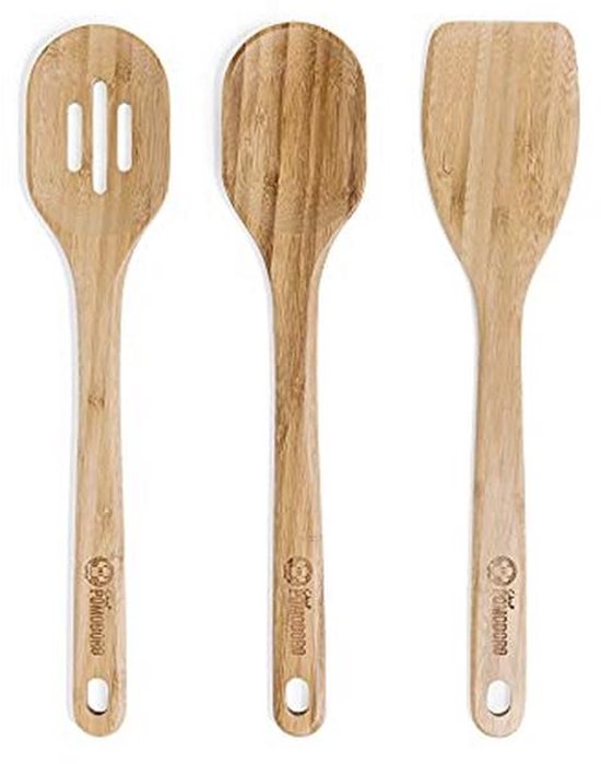 Houten Keukengerei Set van 3 Stukken - Grote Spatel, Lepel en ...