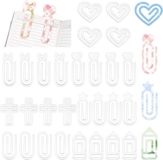 28 Pack Acryl Paperclips in 7 Stijlen - Hart, Kruis, Pen Vorm ...