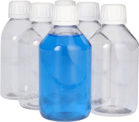 6x 250 ml Pharma PET Fles met Garantiedop - Plastic Flesjes Navulbaar ...