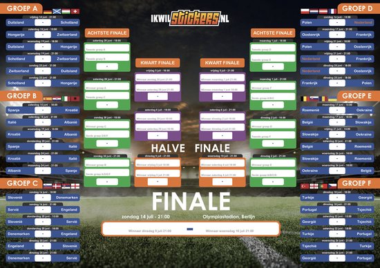 EK voetbal speelschema sticker - uniek als sticker - EK 2024 schema- voetbal Poule -... | bol