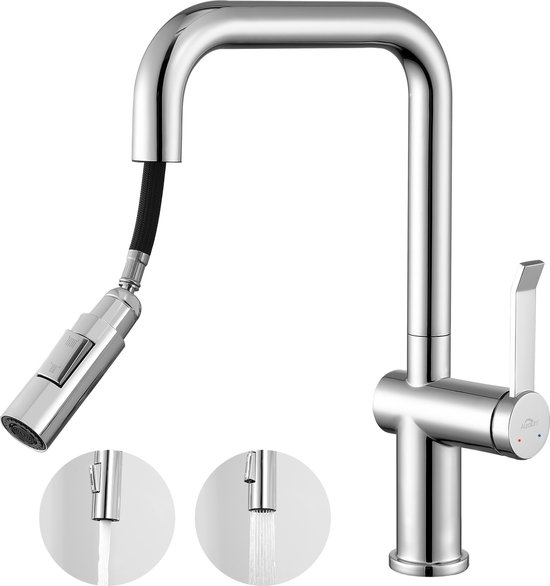 Auralum max Keukenkraan met Uittrekbare Uitloop - Keukenmengkraan - Handdouche -... | bol