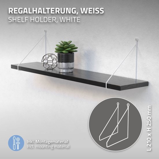 ML-Design 6 stuks plankdrager 200 mm, wit, metaal, driehoekige ...