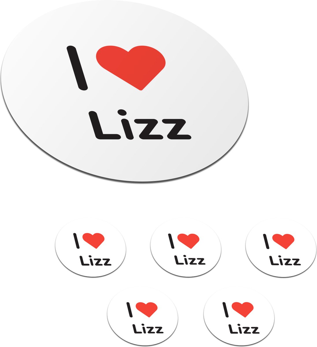 Onderzetters voor glazen - Rond - I love - Lizz - Meisje - 10x10 cm ...
