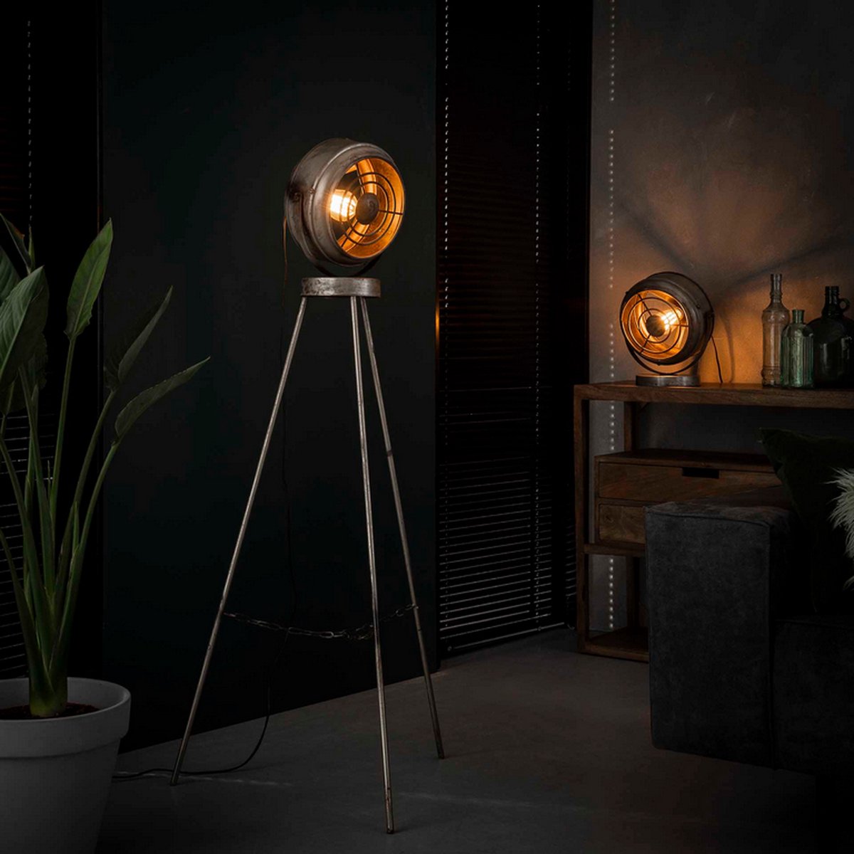 Crea Vloerlamp woonkamer/slaapkamer beam / Oud zilver - Industrieel ...