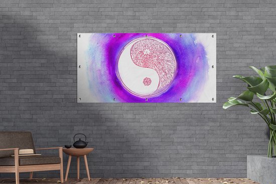 Affiche de clôture avec un logo Yin et Yang avec des couleurs - 200x100 ...