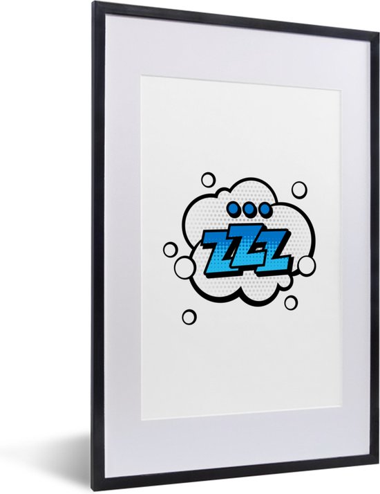 Fotolijst incl. Poster - Cartoon tekening met de tekst ZZZ. - 40x60 cm ...