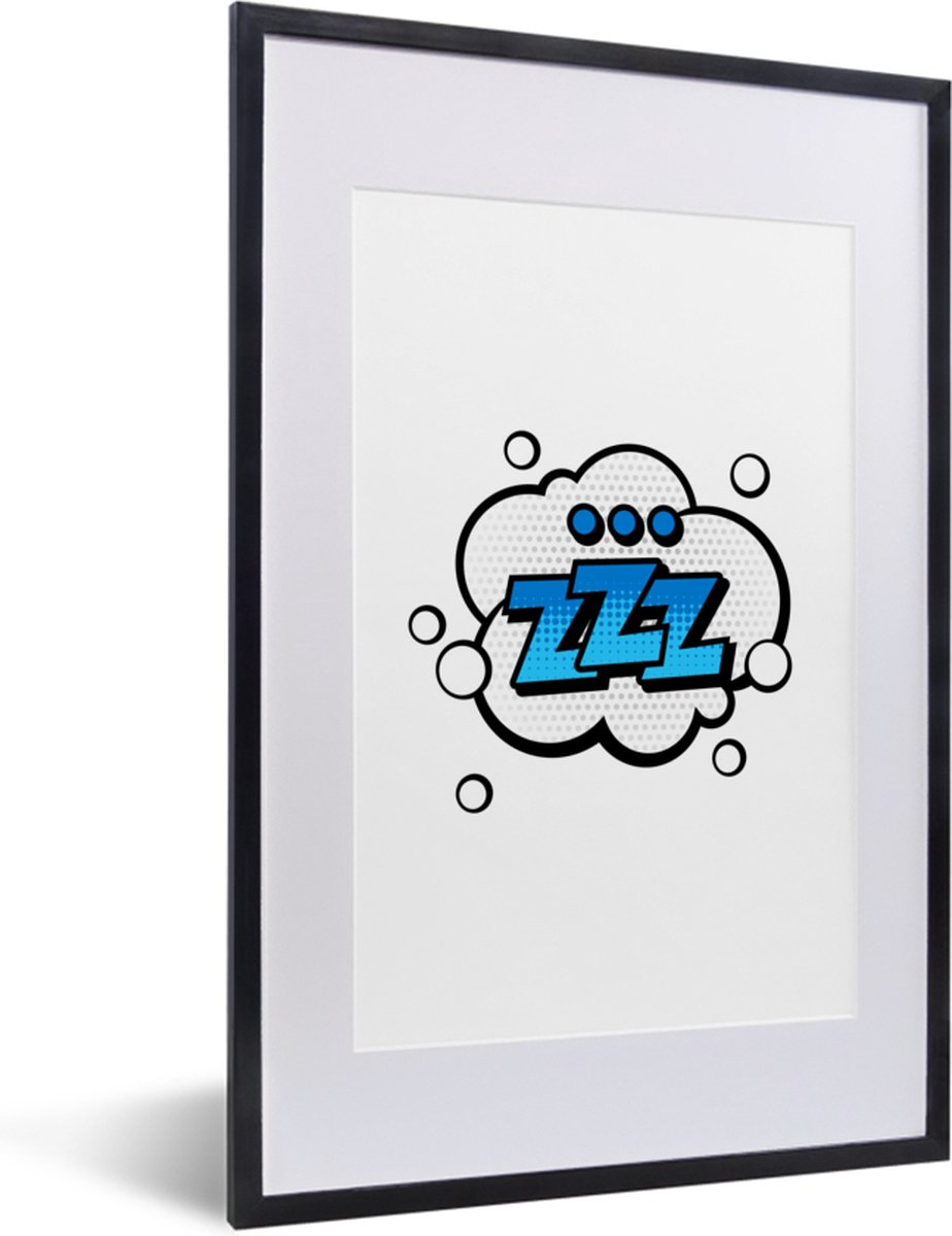Fotolijst incl. Poster - Cartoon tekening met de tekst ZZZ. - 40x60 cm ...