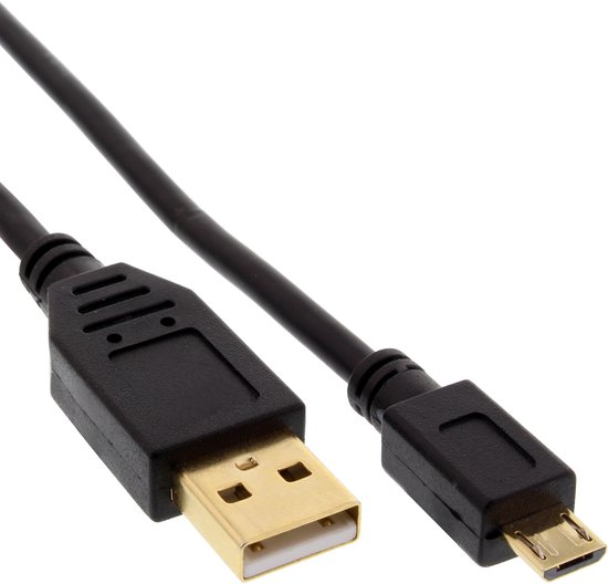 InLine® Micro USB 2.0 Cable USB Type A male to Micro-B male black 1m | bol