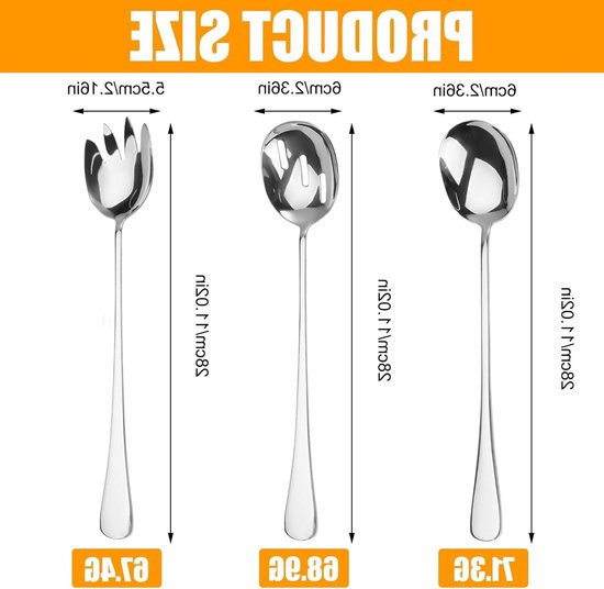 Titel: 3 Pieces Stainless Steel Large Salad Serving Spoon Set 28cm with ...