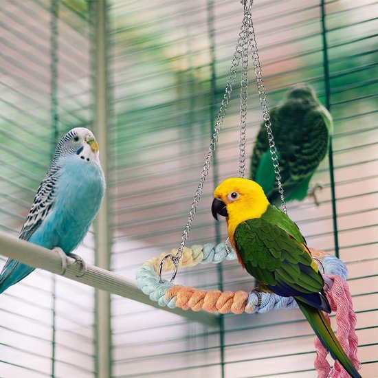 Swinging Bird Stand Made of Cotton Rope for Parrots, Macaws, Parakeets ...