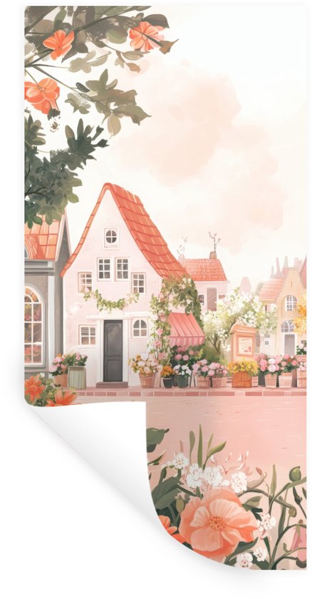 Muurstickers - Sticker Folie - Bloemen - Huizen - Dorp - 60x120 cm ...