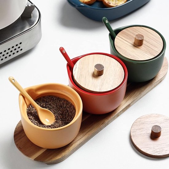 Condiment Can Household Spice Pot Spice Pot Ceramic Sugar Container Set ...