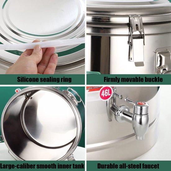 Stainless Steel Insulated Bucket with Faucet,Large-Capacity Double ...