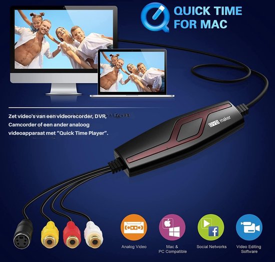 Vhs videorecorder - Videobanden Digitaliseren - Vhs speler - 11x4x1,5cm - Zwart | bol