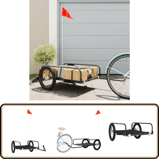 vidaXL Fietstrailer 135x70x37 cm - Zwart Fietskar - Fietskar Kopen ...