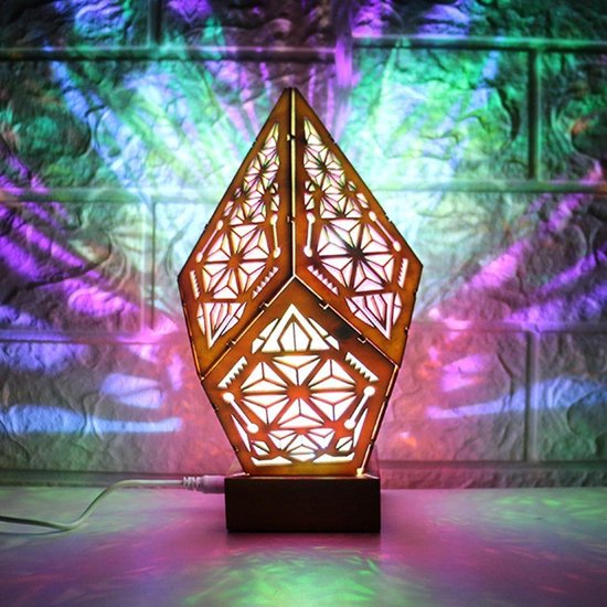 Houten Vloerlamp - Poolster Holle Boho Lamp - USB Nachtlampje Retro ...