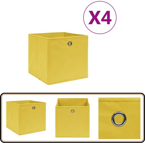 vidaXL Opbergboxen - 4 stuks - Geel - 28x28x28 cm Opbergdoos ...