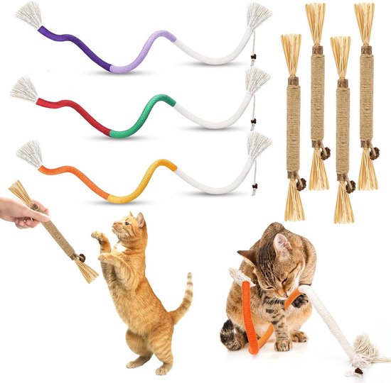 Interactief kauwspeelgoed voor katten - tandtouw - kattengras ...