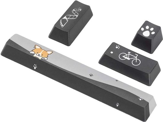 Rubberen keycaps DIY Mini Black Dogs Pattern Keycaps - Space ESC Enter ...