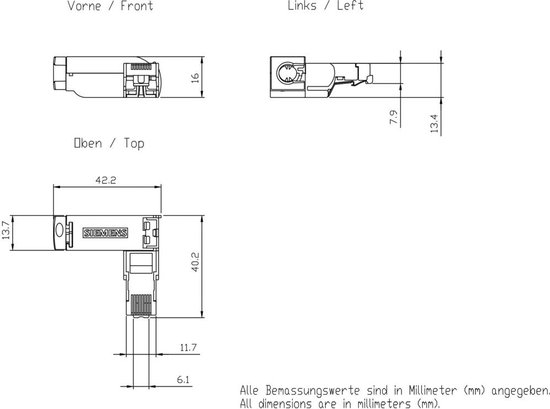 Siemens IE FC RJ45 Plug 90 2x2, RJ45 connector met FC-aansluiting, 90 ...