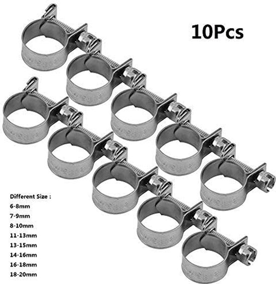 10 stks/set slangklemmen roestvrij staal Heavy Duty T-Bolt Mini Fuel ...