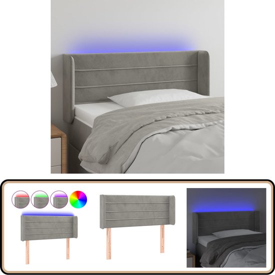 vidaXL Hoofdbord LED Lichtgrijs - 103x16x88 cm Hoofdboard - Led ...
