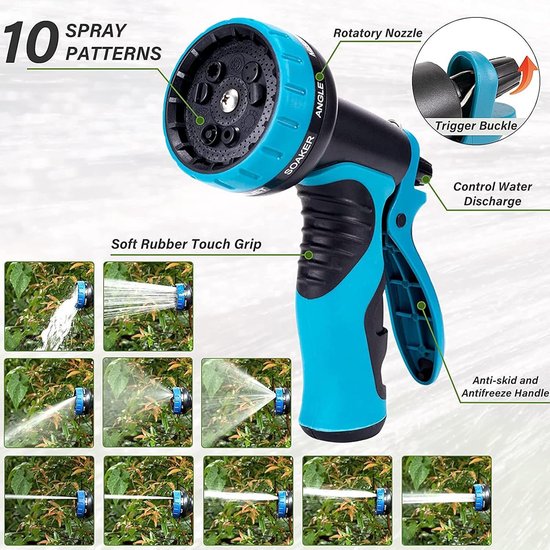 Uitbreidbare tuinslang - flexibele waterslang met 10 functies - 6,5 m | bol