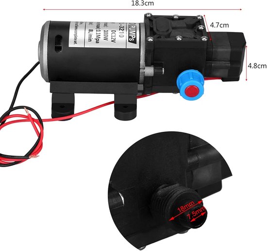 Zelfaanzuigende waterpomp hoge druk DC 12 V 100 W - automatische ...
