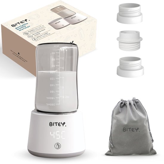 Bitey - Flessenwarmer onderweg - Incl. 3 Adapters - Incl. opbergzakje - Draagbare... | bol