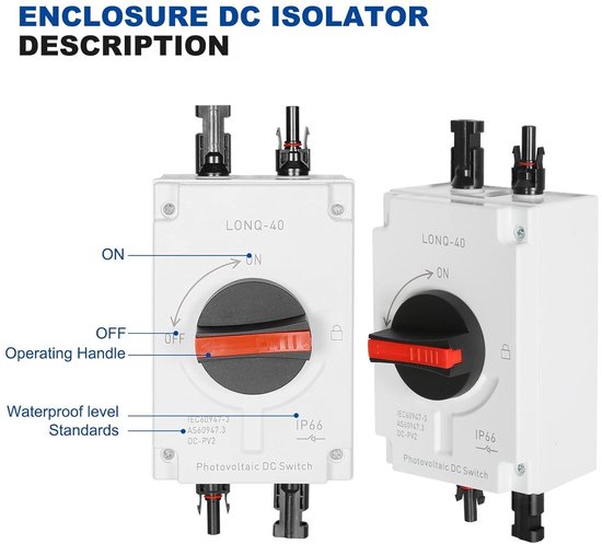 DC Separation Switch Power Switch 32A 1200V PV Circuit Breaker IP66 Waterproof Solar... | bol