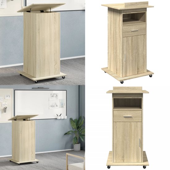 vidaXL Lessenaar met wielen en lade 55x55x107 cm hout sonoma eiken ...