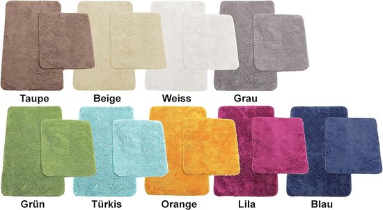 Badmatten set van 2 bestaan uit badmatten: ca. 50/80cm en wc-mat ca. 45 ...