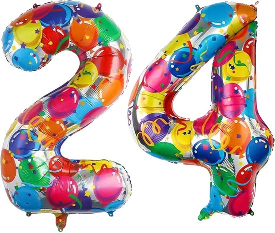 Cijfer Ballonnen Ballon Cijfer 24 Verjaardag Versiering Feest Helium ...