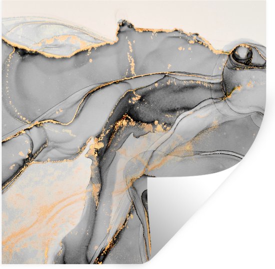Muurstickers - Sticker Folie - Marmer - Goud - Grijs - 50x50 cm ...