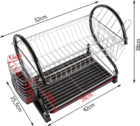 Luxe Metalen Afdruiprek Met Lekbak | Afwas Druiprek | Vaatwasser Rek ...