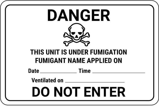 Sticker 'Danger! This unit is under fumigation' verpakkingsetiket 100 x ...