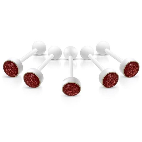 Aramat Jewels-Tongpiercings-Bioplast Witte Glitter Tongpiercing--Robijn ...