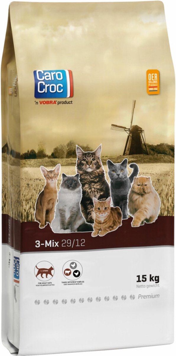 Carocroc Kat 3-Mix Adult - Gevogelte/Rund - Kattenvoer - 15 kg | bol.com