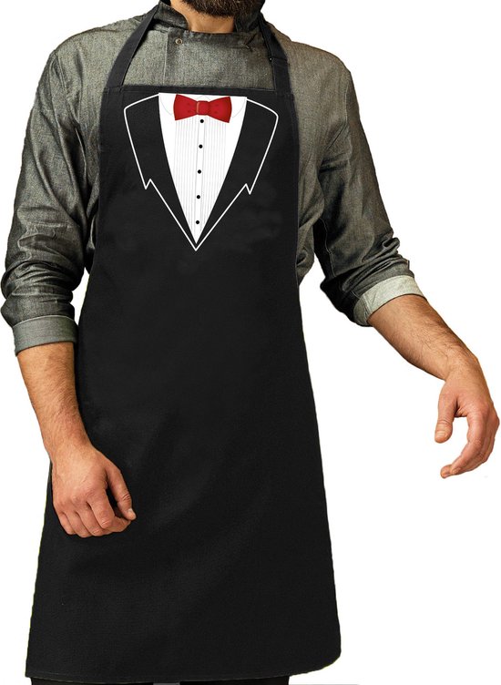 Bellatio Decorations Ober grappig cadeau schort met rode strik - heren ...