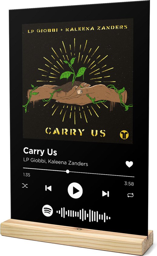 Songr Spotify Muziek Bordje - Carry Us - LP Giobbi, Kaleena Zanders - 20x30 - Zwart -... | bol.com